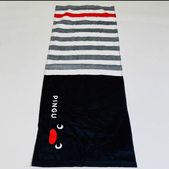 Bath | Pingu Striped Towel With Black And Red Accents | Poshmark
